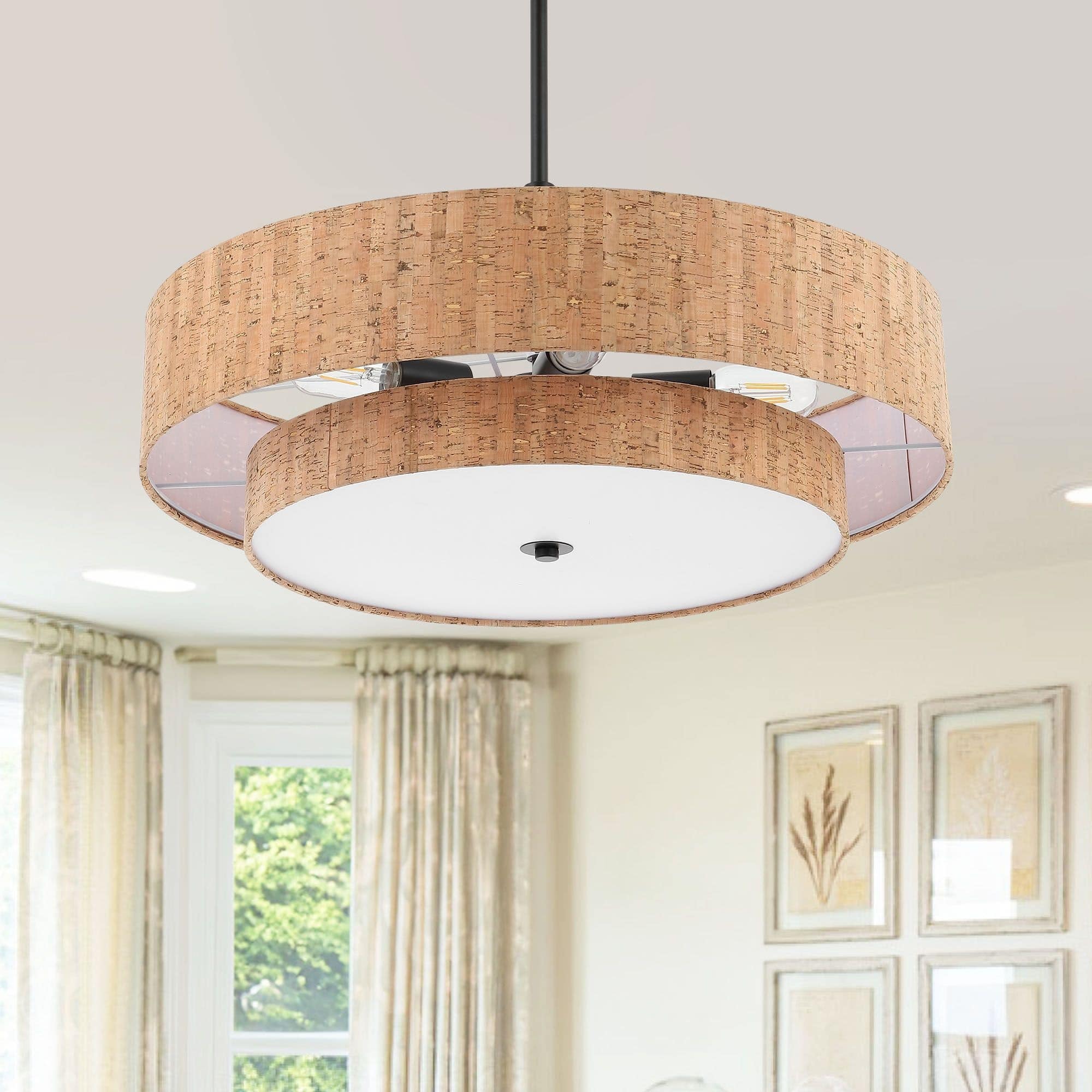 24-in 5-light Double Shaded Chandelier - Tan - Bed Bath & Beyond - 38951531