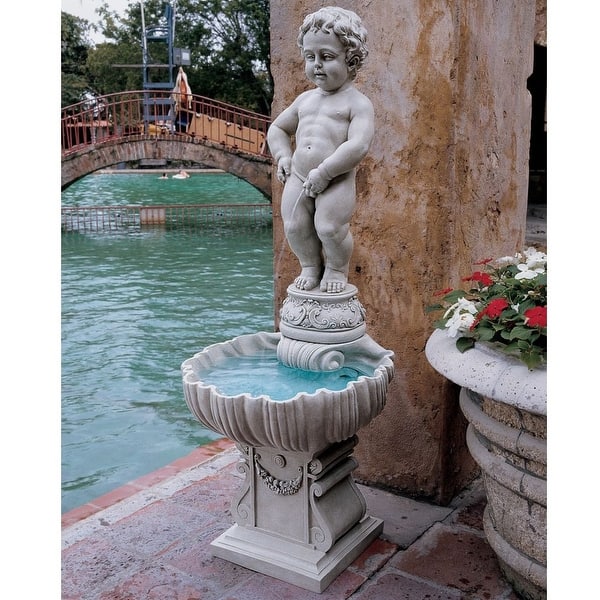 Outdoor Peeing Boy Statue Water Fountain - 17"W x 17"D x 45.5"H - Bed ...