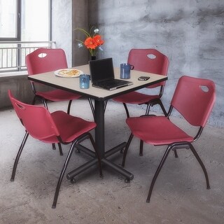 42" Square Breakroom Table- Maple & 4 'M' Stack Chairs- Burgundy - 42 ...