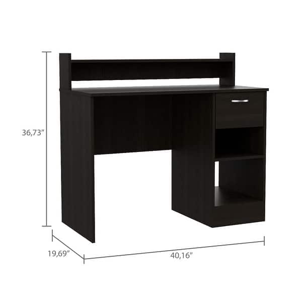 Vera Computer Desk with Top Open Shelf, 1-Drawer and 2-Storage Shelves ...
