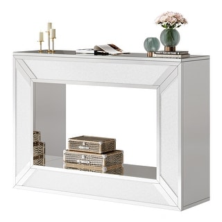 Modern Mirror Sofa Console Table 2 Tier Entry Table with Acrylic Trim ...