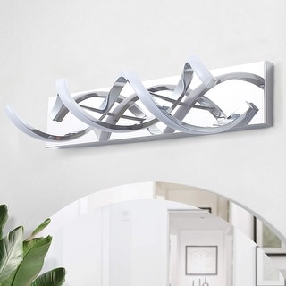 Modern 2-Light Wavy Linear LED Bathroom Vanity Lighting Fixture - Bed ...