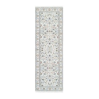 Shahbanu Rugs All Over Design Ivory 250 KPSI Nain Hand Knotted Wool and ...