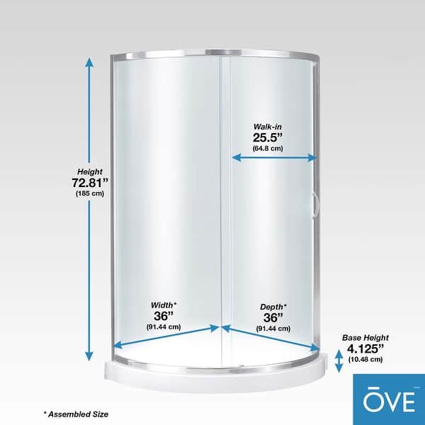 Ove Decors Breeze 36-inch Shower Enclosure Kit with Paris Base, Glass ...