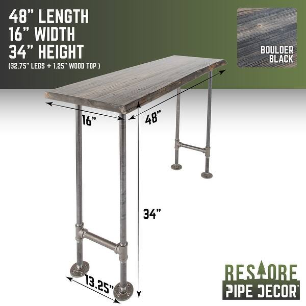 PIPE DECOR Solid Live Edge Wood Console Table with Industrial Pipe Legs ...