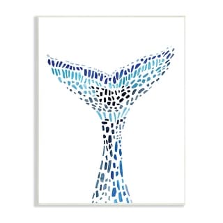 Stupell Abstract Nautical Fin Blue Geometric Block Pattern Wood Wall ...