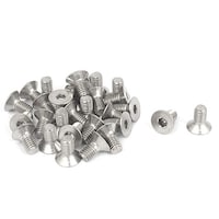 M6 x 12mm 304 Stainless Steel Hex Socket Countersunk Flat Head Screw Bolts 30PCS - Silver Tone ...