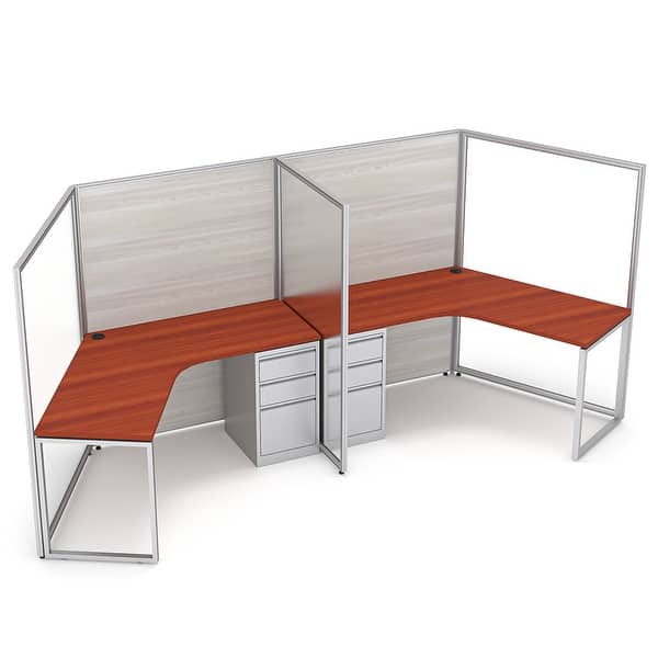 SAPslim 2-Person 120 Degree Cubicle Workstations with Storage 4X4X65 ...