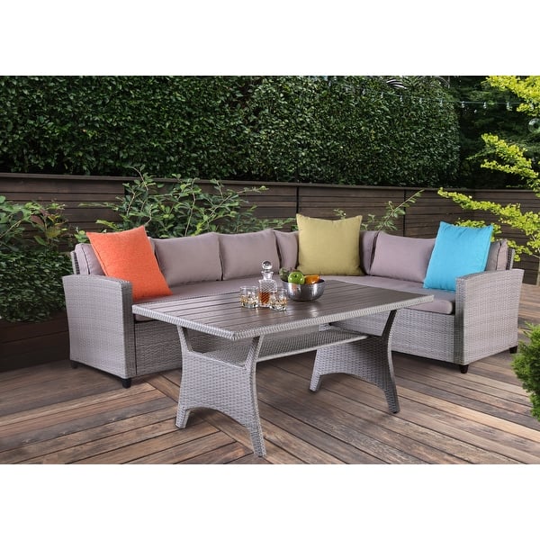 Demi Transitional Rattan Wicker 3-piece Outdoor Modular Sectional ...