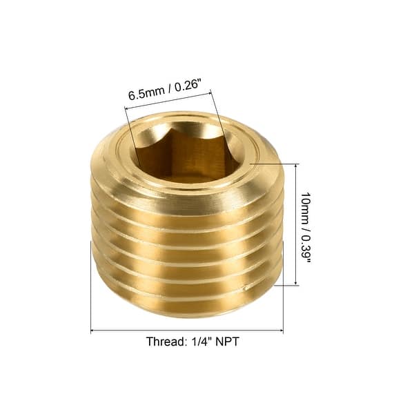 Brass Pipe Plug Male Thread Hex Internal Head Socket Fitting 10Pcs ...