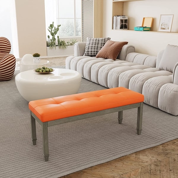 Upholstered Tufted Leather Entryway Bench - On Sale - Bed Bath & Beyond ...