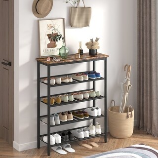 Industrial shoe rack, adjustable country style 5-layer shoe rack ...