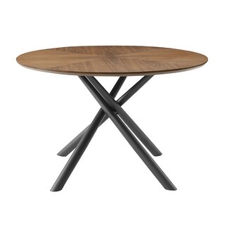 53.14'' Round MDF Coffee Table End Table Short Leisure Tea Table Cross Legs Metal Base, Easy to ...