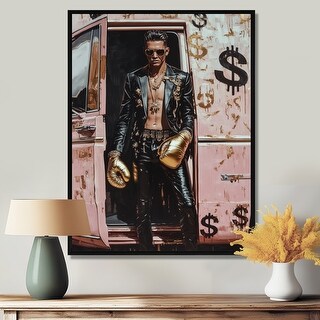 Designart "Male Model Boxer" Boss Man Framed Canvas Wall Art - Glam ...