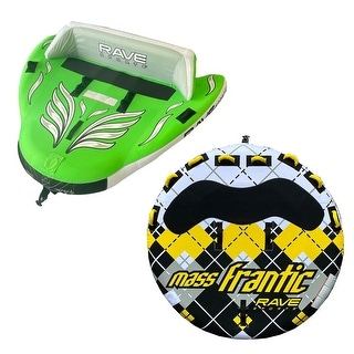 RAVE Sports Mass Frantic 4 Rider Boat Innertube + Wake Hawk 3 Rider ...