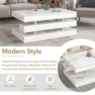 Modern 2-Tier Coffee Table Metal Legs End Tables wirh Rectangle ...