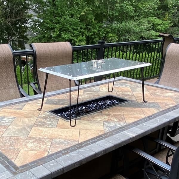 Heat Warden Rectangle Fire Pit Heat Deflector in Stainless Steel - On ...