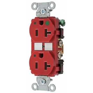Receptacle: Duplex, 5-20R, 20 A, 125V AC, Red, 2 Poles, Screw Terminals ...