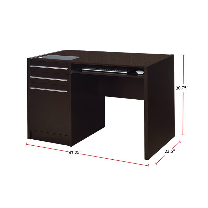 Single Pedestal Computer Desk with Charging Station in Cappuccino ...