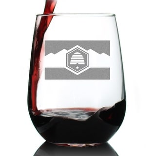 Utah Flag - Stemless Wine Glass - Utah Gifts & Decor - 17 Ounce - Bed ...