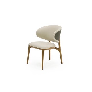 Modrest Chance Contemporary Cream Fabric and Brown Leatherette Walnut ...