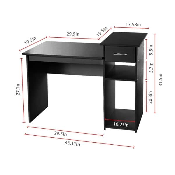 PC Study Table 43 Inch Computer Desk CPU Storage Simple Design Shelves ...