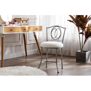 Porthos Home Parker Silver Iron Wrought Accent Vanity Chair, Suede ...