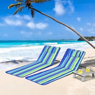3PCS Beach Lounge Chair Mat Set 2 Adjustable Lounge Chairs - Bed Bath ...