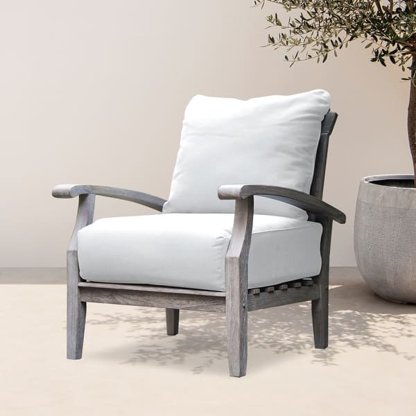 Cambridge Casual Leon Teak Patio Club Chair with Cushion - Bed Bath ...