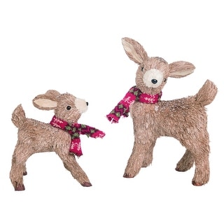 Transpac Foam 19 in. Brown Christmas Sisal Holiday Deer Set of 2 - Bed ...