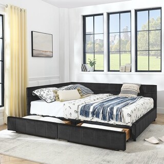 Queen Velvet Daybed with Storage, Comfortable Backrest and Armrests ...