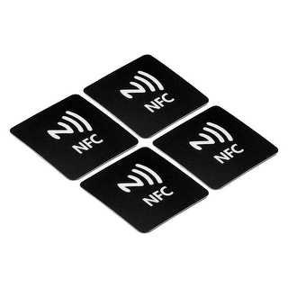 4Pcs NFC Stickers NFC215 Tag Sticker 504 Bytes Square NFC Tags Black ...