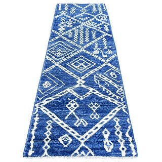 Shahbanu Rugs Denim Blue Boujaad Moroccan Berber Criss Cross Pattern ...