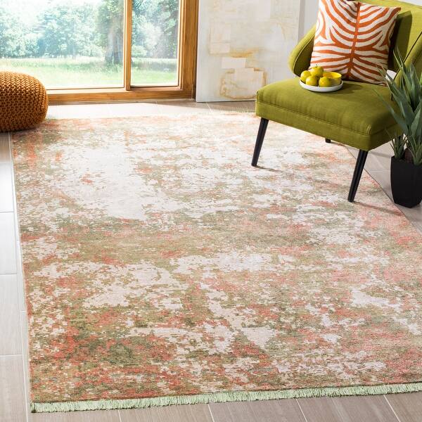 SAFAVIEH Couture Handmade Vineyard Vintage Green / Orange Wool Rug - 6 ...