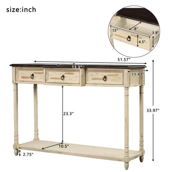 Beige console table solid wood sofa table Long shelf entryway table ...