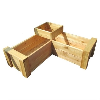 Heavy Duty Rot-Resistant Cedar 2 Level L-Shaped Planter - 42.25L x 18W ...