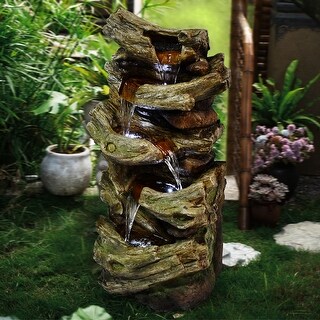 5-Tier Floor Rack Water Fall Fountain with White LED Light - Bed Bath ...