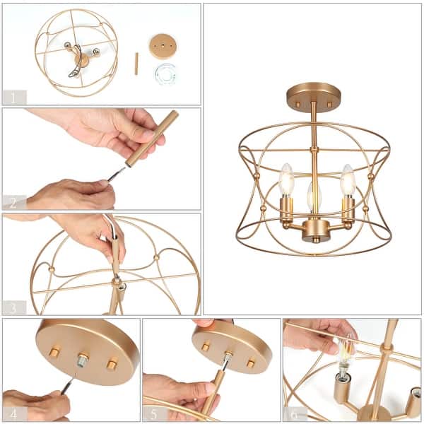 Clarise Modern Farmhouse Lantern Drum Semi-flush Mount Lights ...