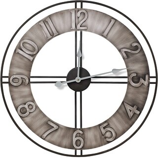 Brown Wooden Distressed Pocket Watch Style Decorative Wall Clock with ...