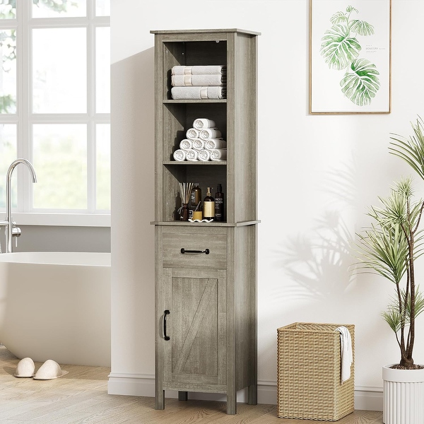 63 H Tall Bathroom Cabinet Storage Narrow Storage Cabinet Grey