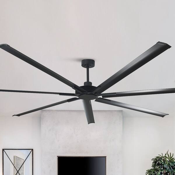 84" Larger Matte Black Aluminum 7-blade Ceiling Fan without Light - On ...