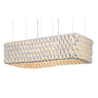Nove Ceramica 1-Light Reef Rectangular Large Suspension Pendant - White ...