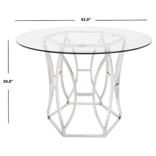 SAFAVIEH Couture Shaw 54-inch Glass Top Round Dining Table - 54" W x 54 ...