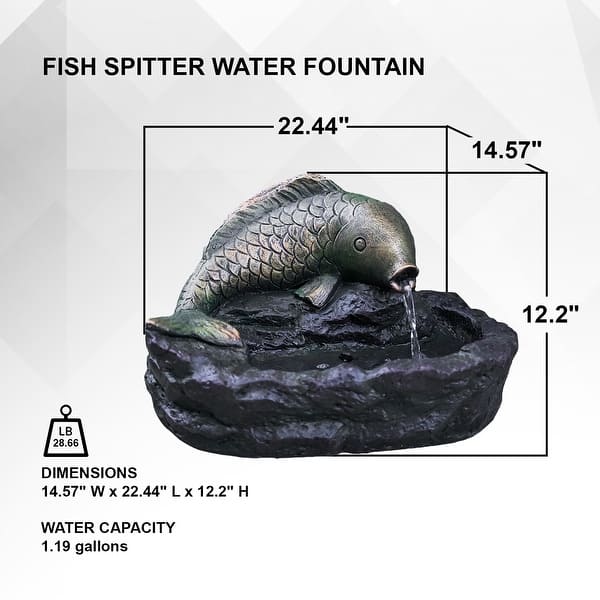 XBrand 12" Outdoor Freestanding Fish Spitter Water Fountain with Auto ...