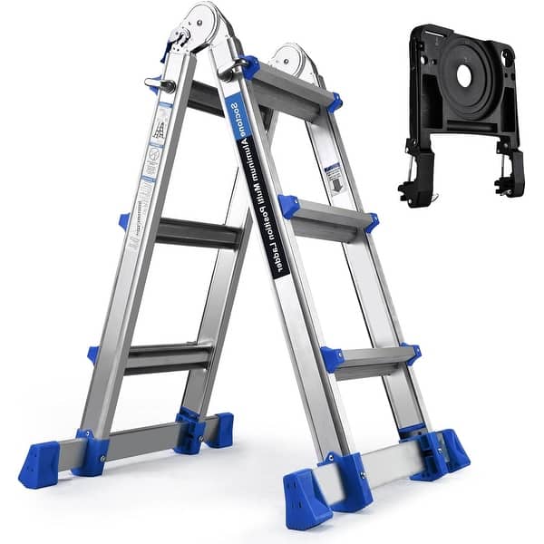 A Frame Extension Ladder with Removable Tool Tray and Stabilizer Bar ...