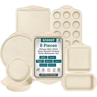 BAKKENMASTER Nonstick Baking Pan Set - Bakeware with Silicone Handles ...