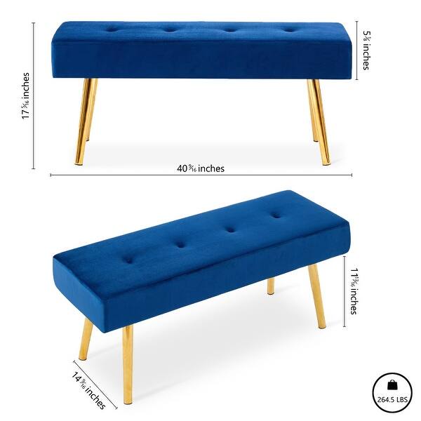 Modern Tufted Velvet Benches with Gold Legs - Bed Bath & Beyond - 38202259