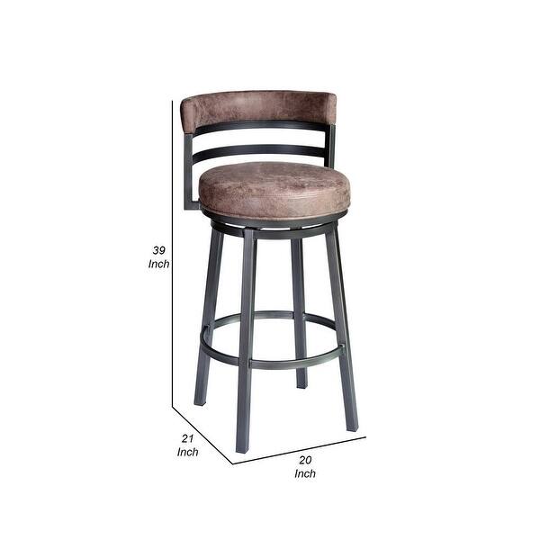 30 Inch Swivel Bar Stool Chair, Vegan Faux Leather Curved Back - 21L x ...