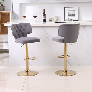 Swivel Velvet Bar Stool Counter Height Bar Chairs Adjustable Tufted ...