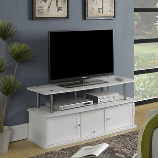 Concepts Designs2Go 50" TV Stand with Three Cabinets in White Wood - 47 ...